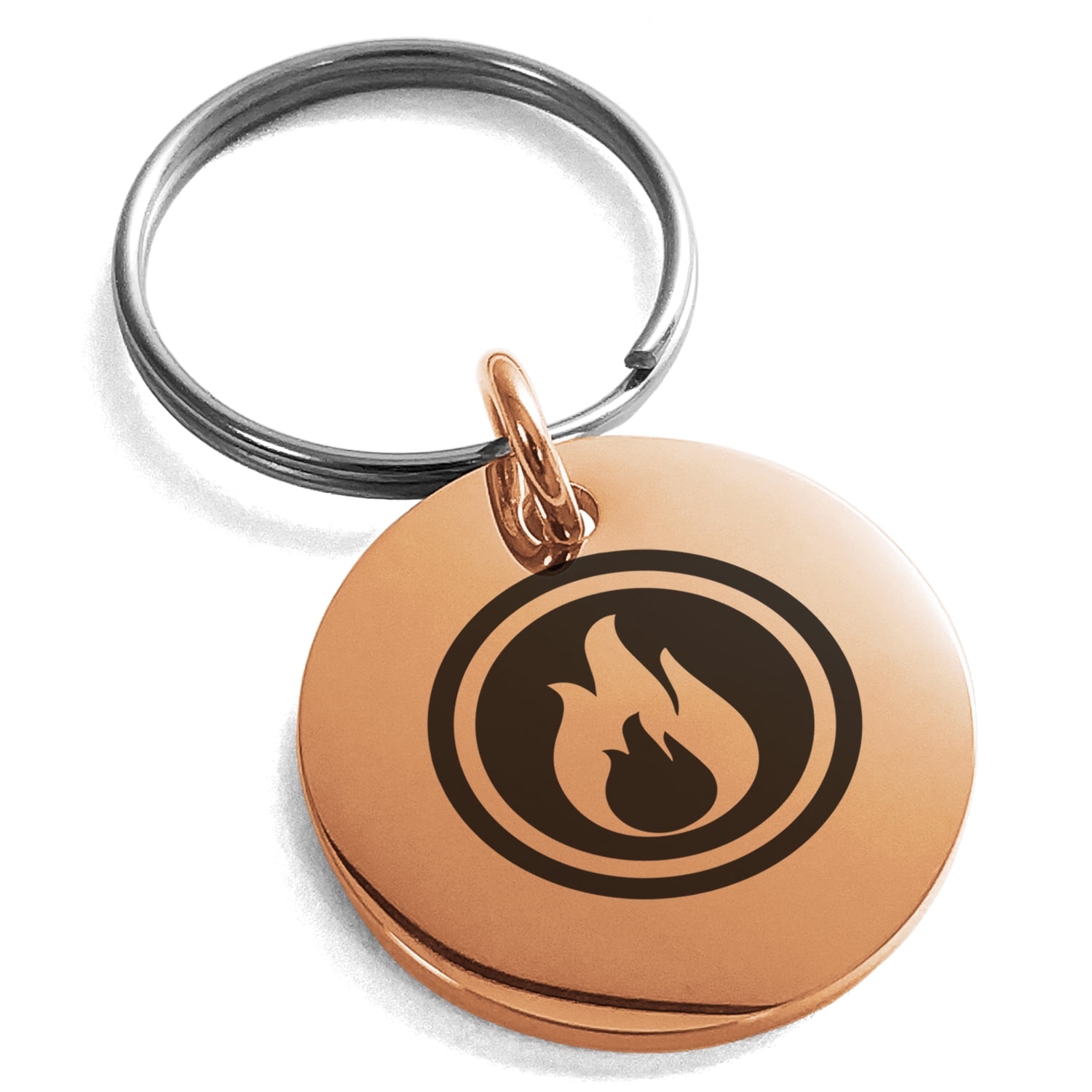 Stainless Steel Fire Element Rune Engraved Small Medallion Circle Charm ...