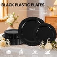 60PCS Heavy Duty Black Disposable Plastic Plates Set - 30 Dinner Plates ...