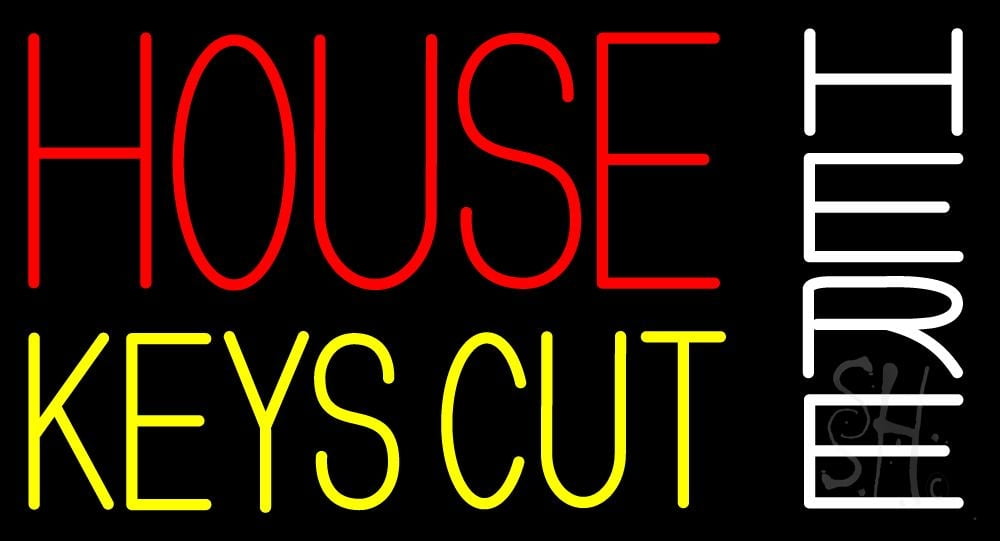 House Keys Cut Here 1 LED Neon Sign 13" Tall x 24" Wide - inches Black ...