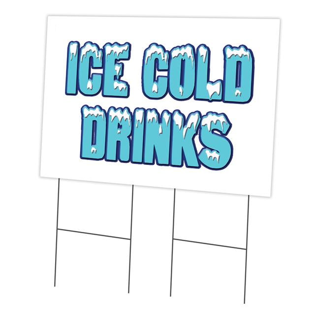 SignMission C-2436-DS-Ice Cold Drinks 24 x 36 in. Yard Sign & Stake ...