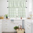 3 Piece Kitchen Curtains and Valances Set Green Striped Cafe Curtains ...