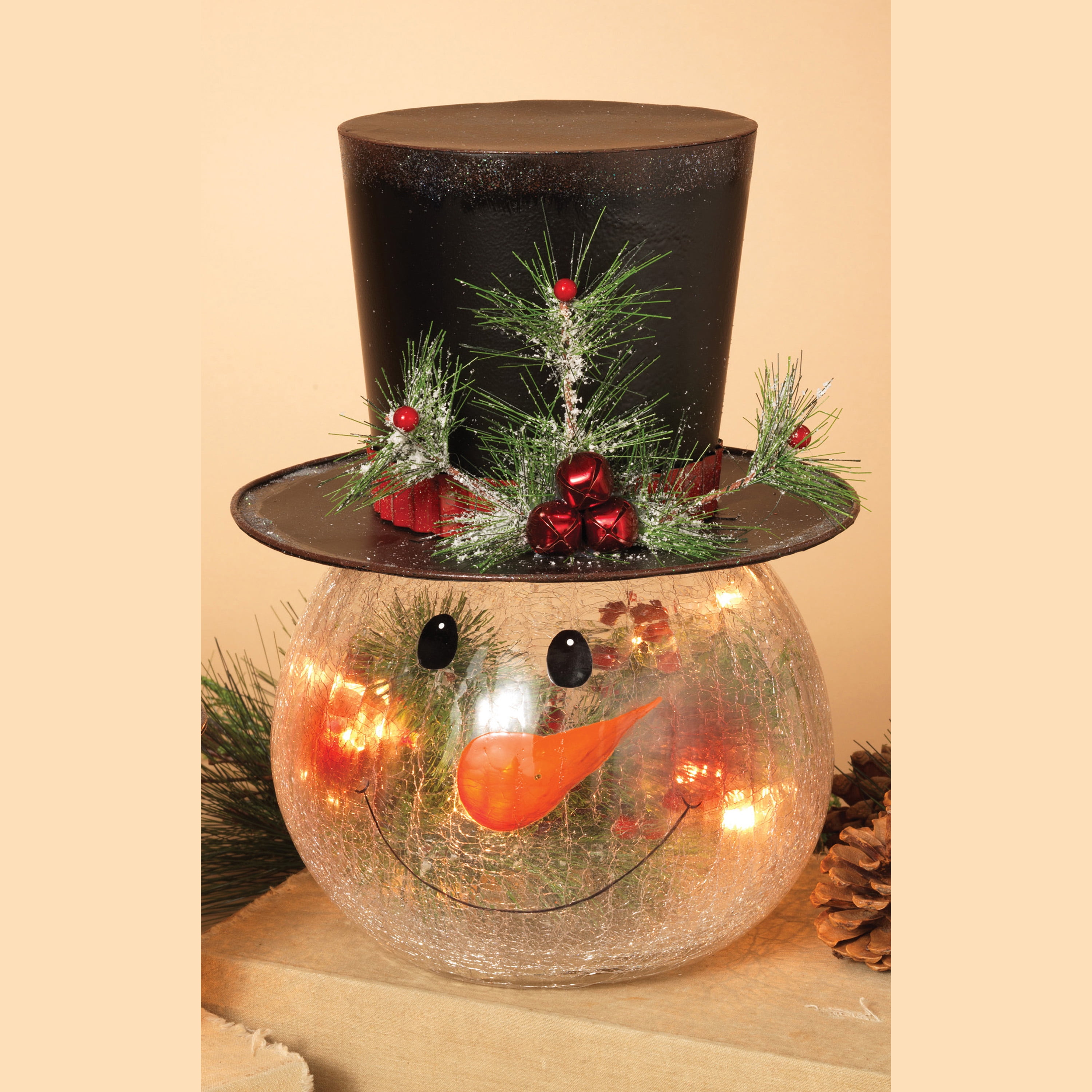 Gerson 12-Inch High Electric Crackle Glass Snowman Head Lamp - Walmart ...