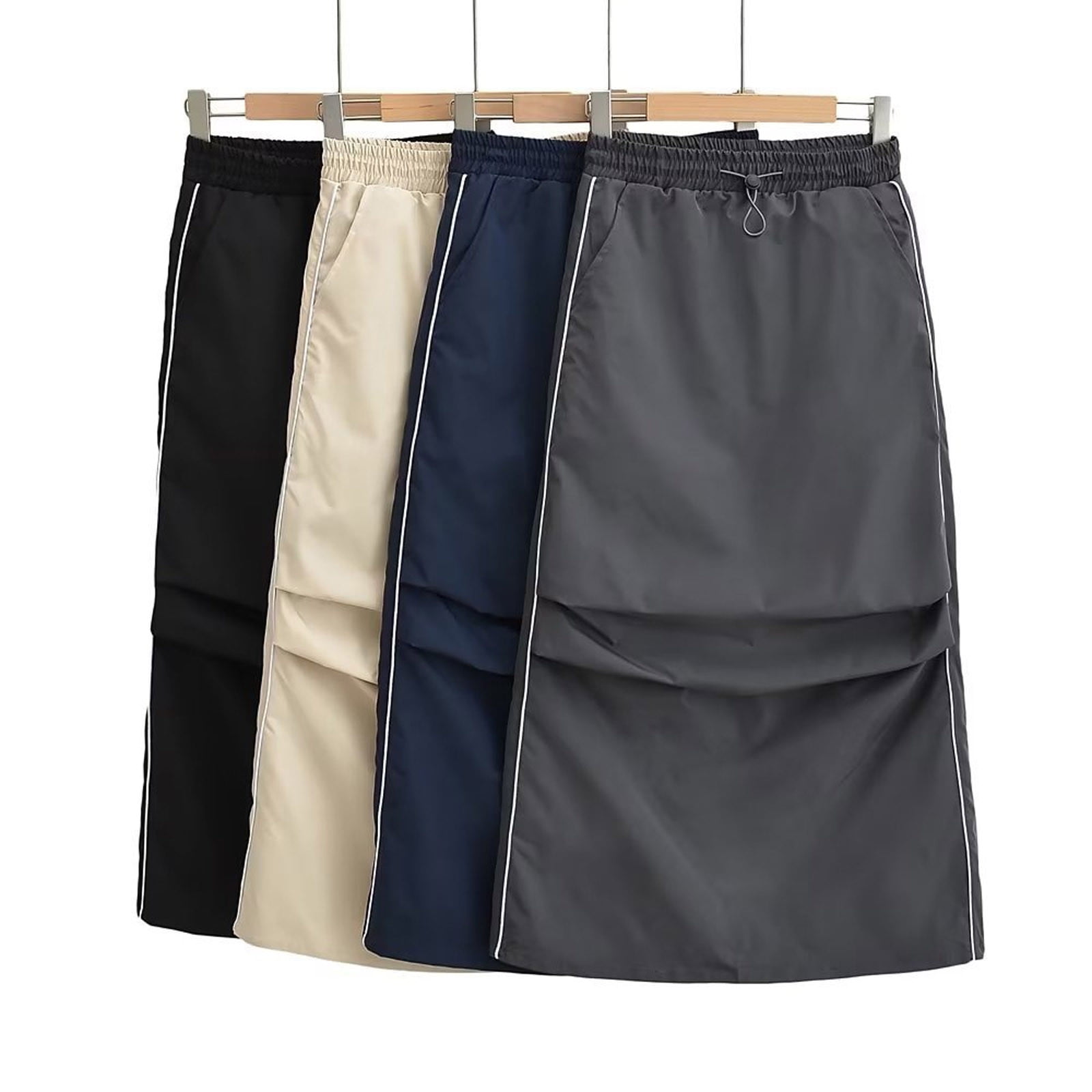qolati Gothic Women's Half Skirt Work Dress Elastic Waistband Pleated A ...