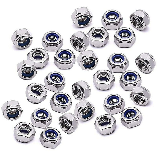 30 Tuercas de seguridad hexagonales M6, Tuercas hexagonales de nailon ...