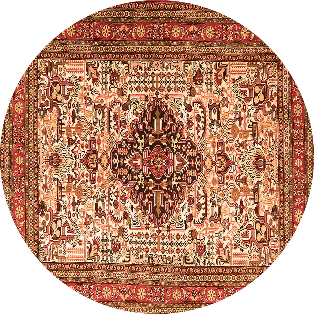 Ahgly Company Indoor Round Persian Orange Traditional Area Rugs, 8 ...