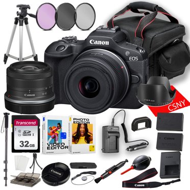 Canon EOS R100 Mirrorless Camera, 18-45mm Lens, 64GB, Macro, 2X Len ...