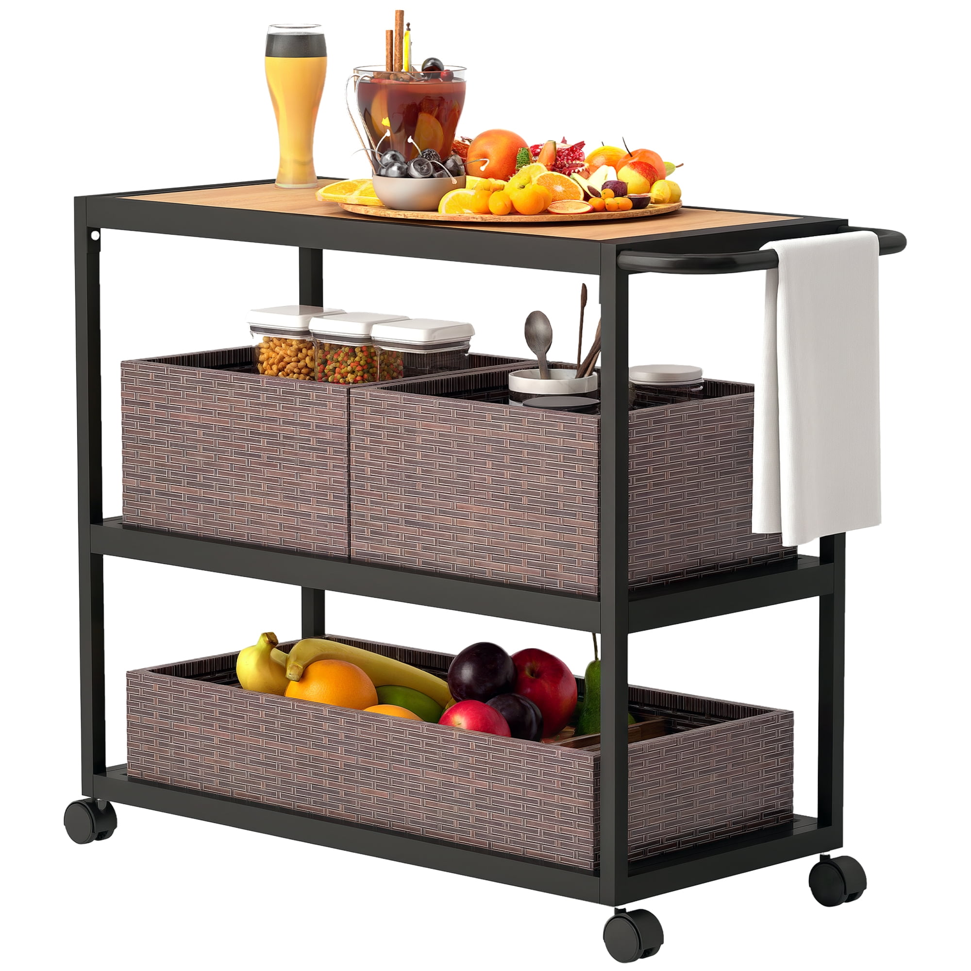 Click here for Outsunny Outdoor Bar Cart  3-Tier Rolling Cart On... prices