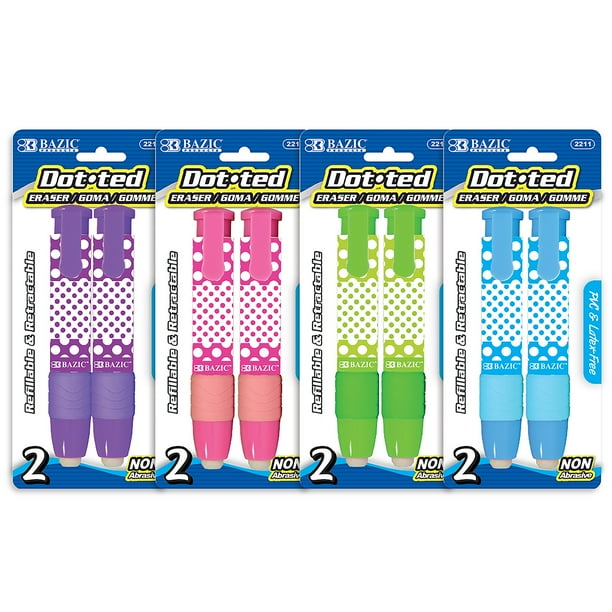 BAZIC Retractable Stick Erasers, Mechanical Pencil Eraser (2/Pack), 4 ...