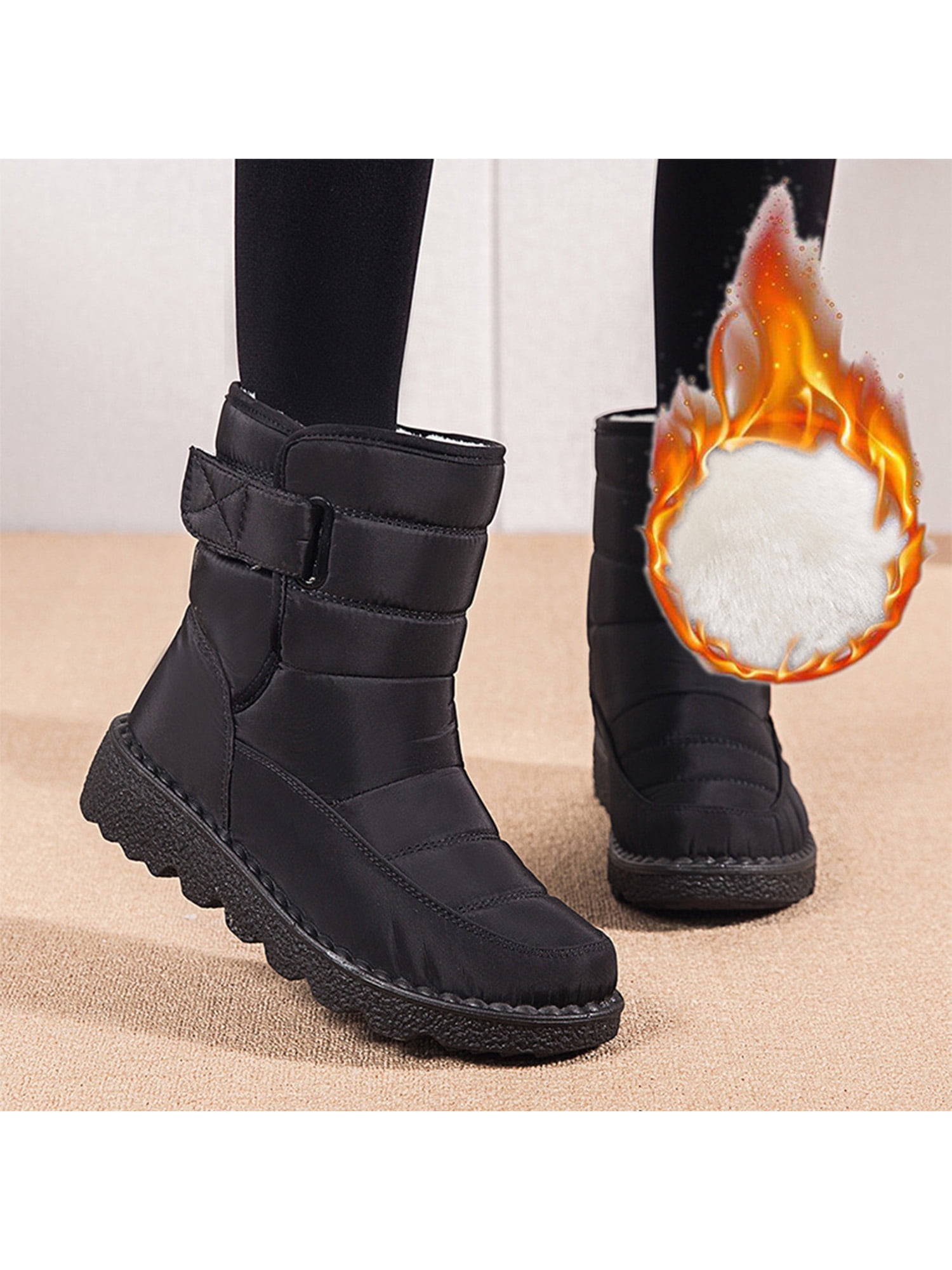 Crocowalk Womens Memory Foam Pull On Nylon Waterproof Thick Faux Fur ...