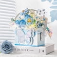 Mini Building Blocks Portable Flower Bouquet Box with Light, Blue Rose ...