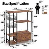 Chnnmbrn Bakers Rack with Microwave Compatibility Kitchen Wood Brown ...