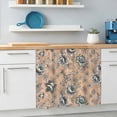 Damask Florals Cabinet Curtains 10" W x 11" L, Beige Gray Ornate Vines ...