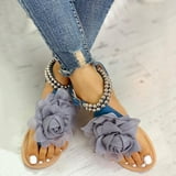 UTTOASFAY Flat Embroidered Sandals - Summer Women Flat String Bead ...