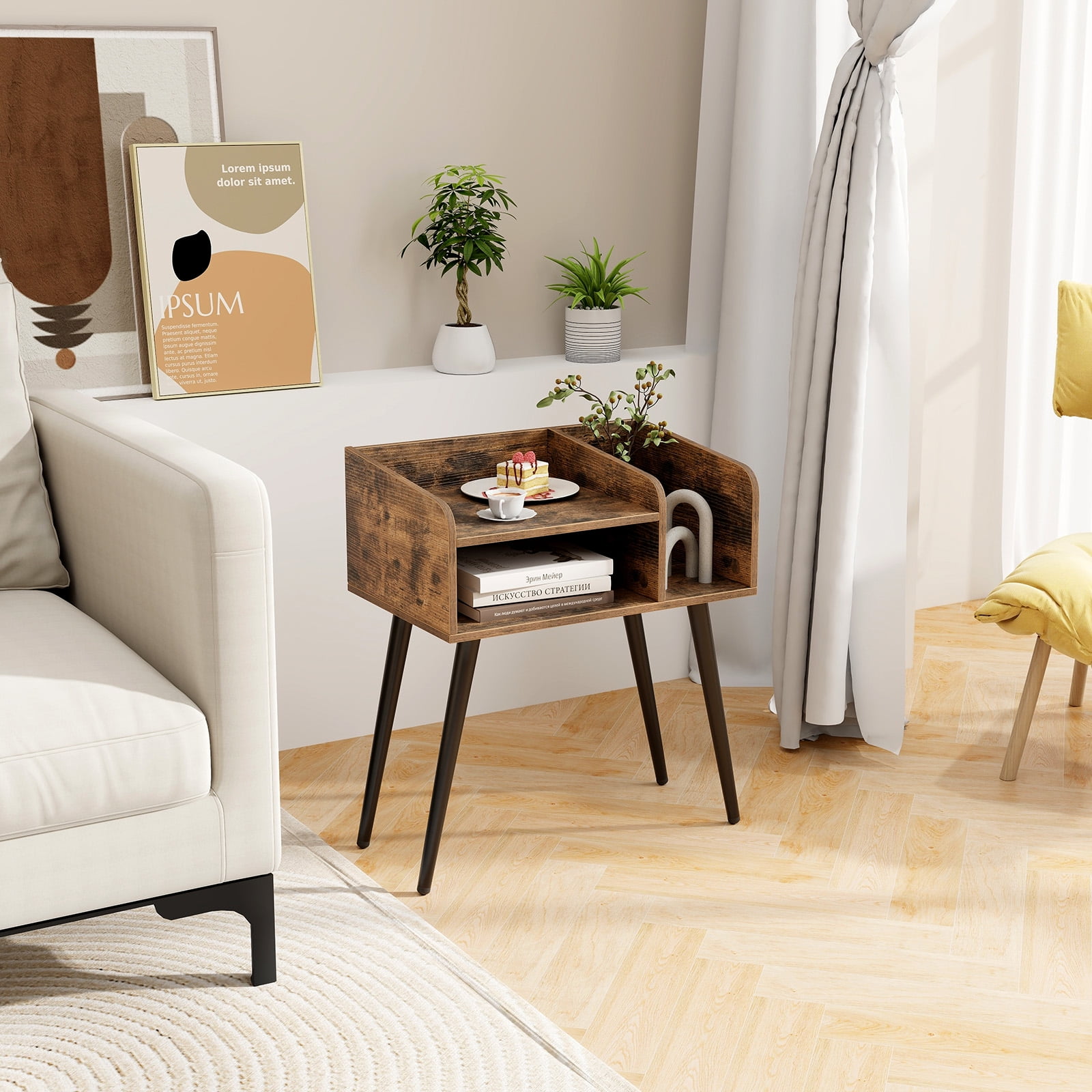 Click here for Giantex 2-Tier Nightstand W/Open Shelves  Mid-Cent... prices