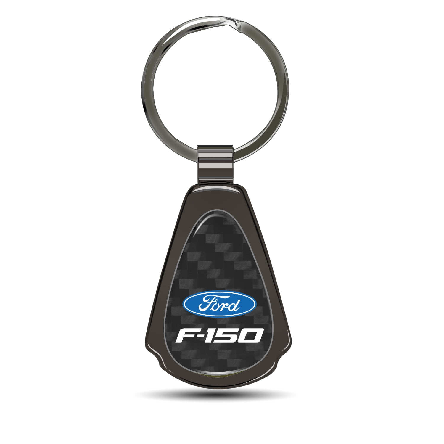 Ford F-150 Real Black Carbon Fiber Gunmetal Black Metal Teardrop Key ...