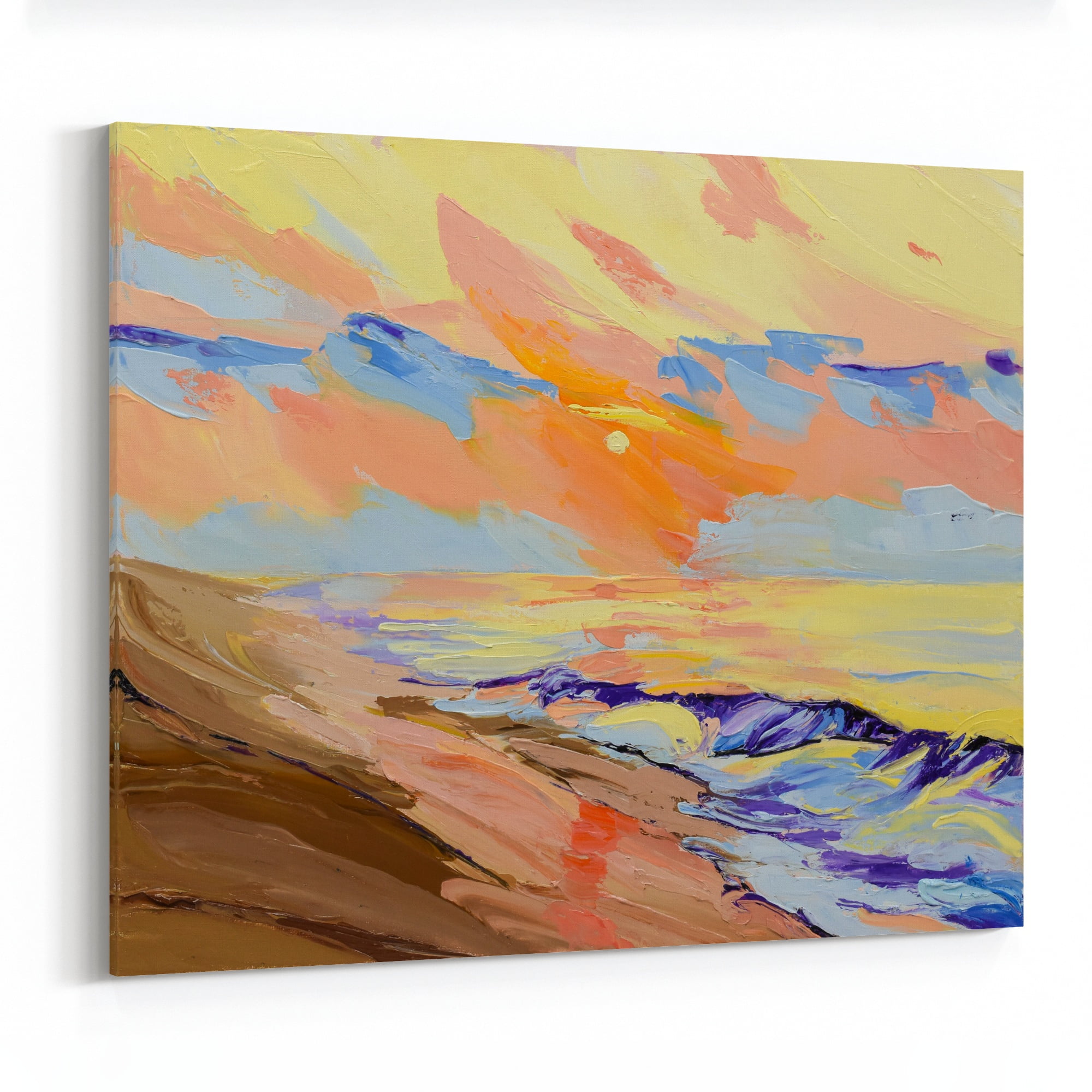 Acrylic Art & Collectibles Fluid Acrylic Sunset painting on 8x11 canvas ...
