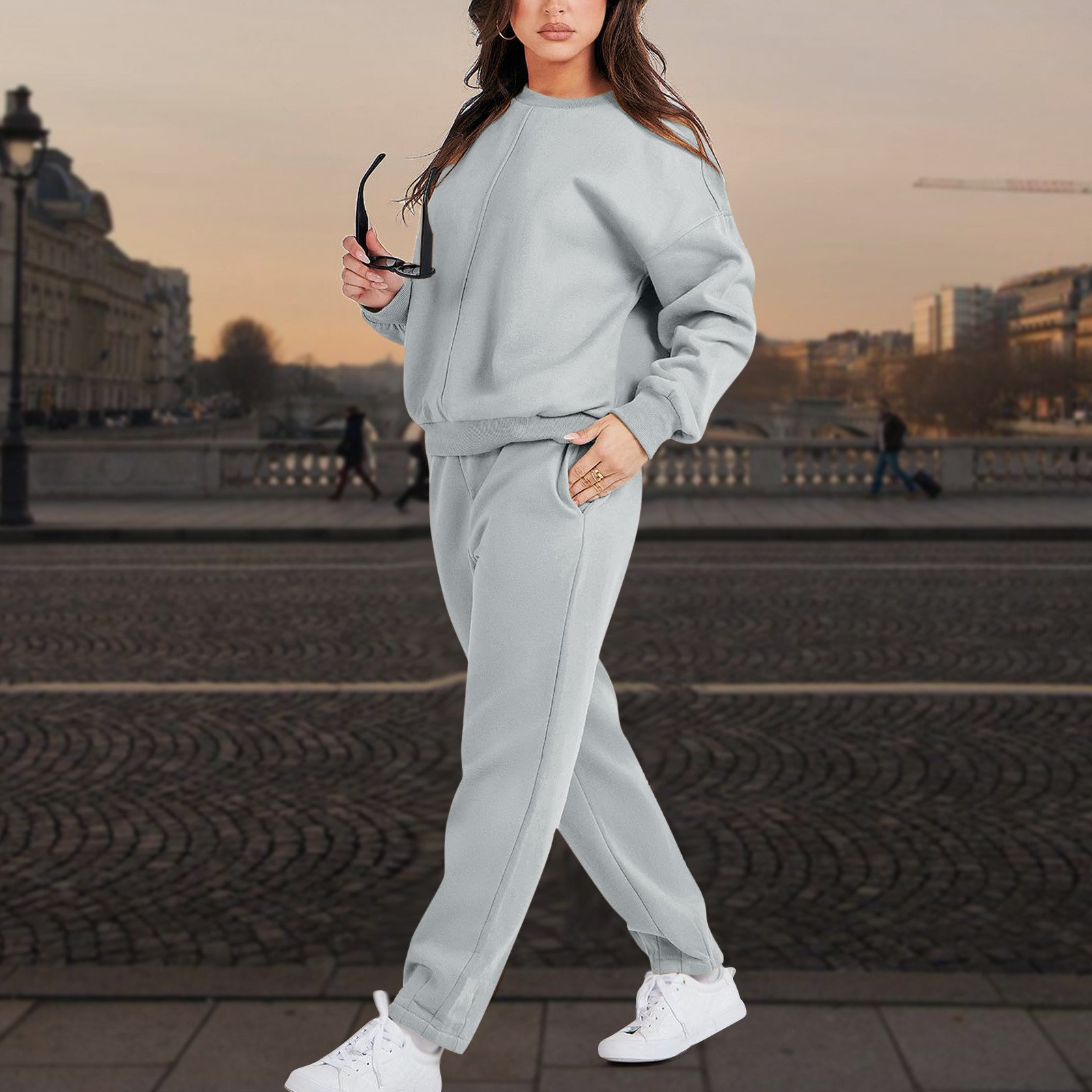Click here for Aqestyerly Women Two Piece Tracksuit Set Crew Neck... prices