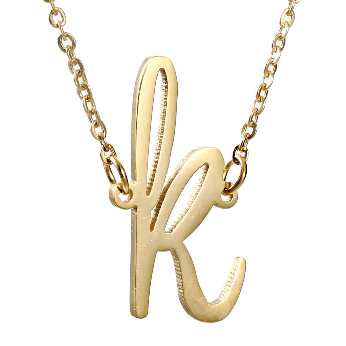 Initial Pendant Necklace K Letter 18k Gold Plated Stainless Steel Girls ...