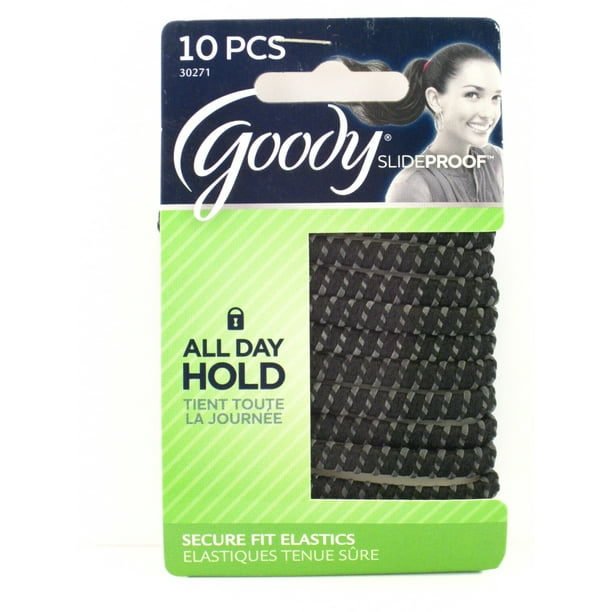 Goody - Goody Slideproof Hair Elastics - Black - 10 Pcs. - Walmart.com ...