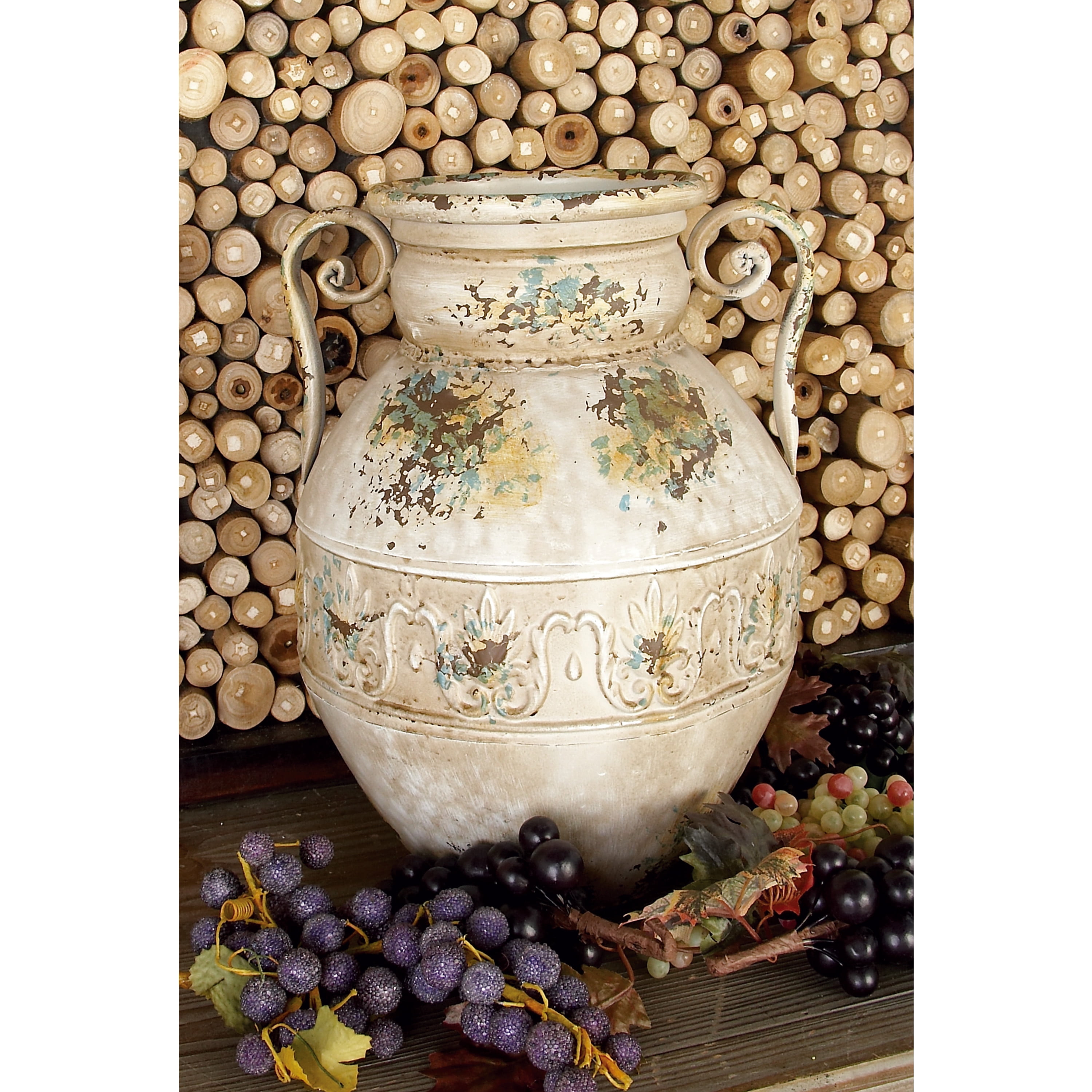 DecMode 15" Distressed White Metal Vase - Walmart.com