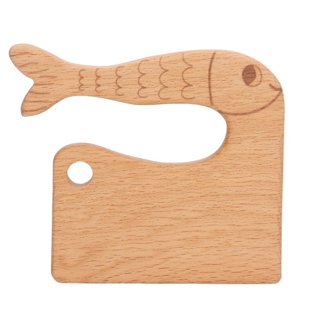 Kids Wooden Knife, Fish Shape Kids Kitchen Tools Safe Cooking Vegetable ...