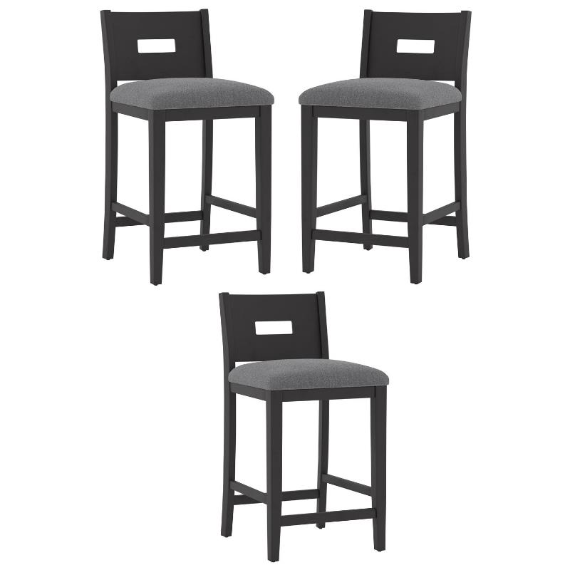 Home Square Wood Counter Height Stool in Antique Walnut - Set of 3 ...