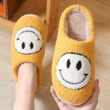 PacificPlex Adults Fuzzy Retro Smiley Face Slippers, Plush Happy Face ...