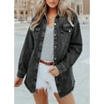 SHEWIN Women's Plus Size Jean Jacket Casual Ladies Jean Jacket ...