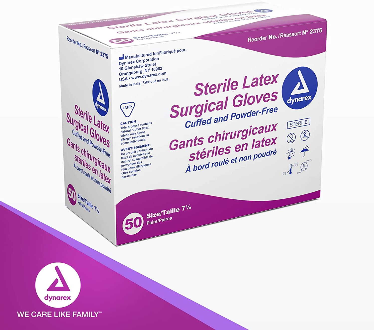 Buy Dynarex Sterile Disposable Latex Surgical Gloves, Powder-Free ...