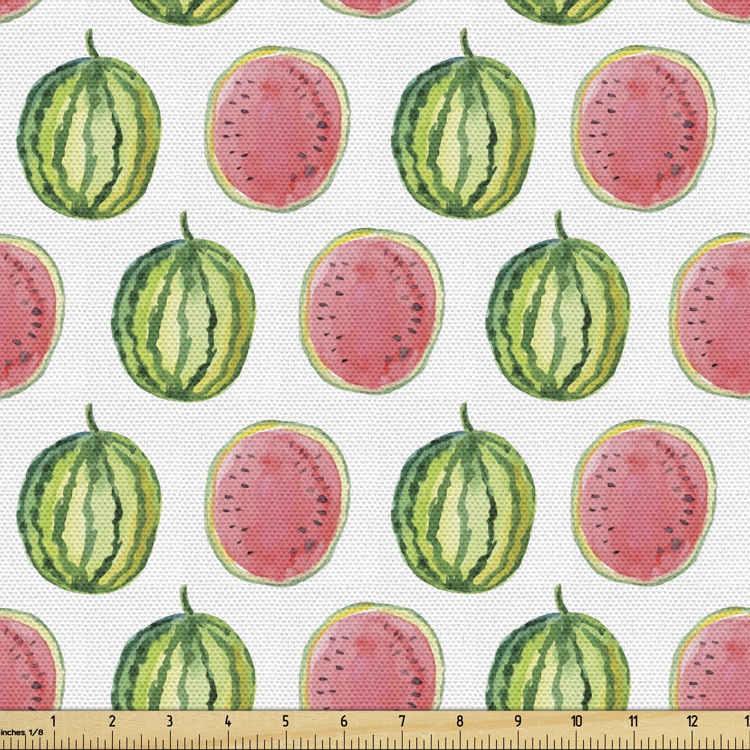 Watermelon Fabric by the Yard Upholstery, Watercolor Style Tropical ...