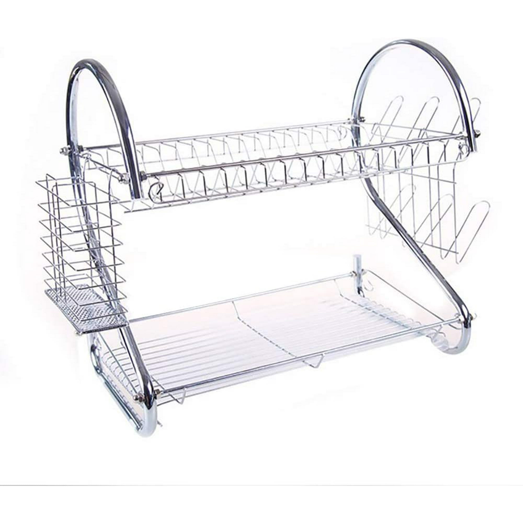 Heateydeat Large Dish Drying Rack Cup Drainer 2-Tier Strainer Holder Tray Stainless Steel Kitchen Accessories (15.74 X 14.57 X 9.84)  / (40 X 37 X 25