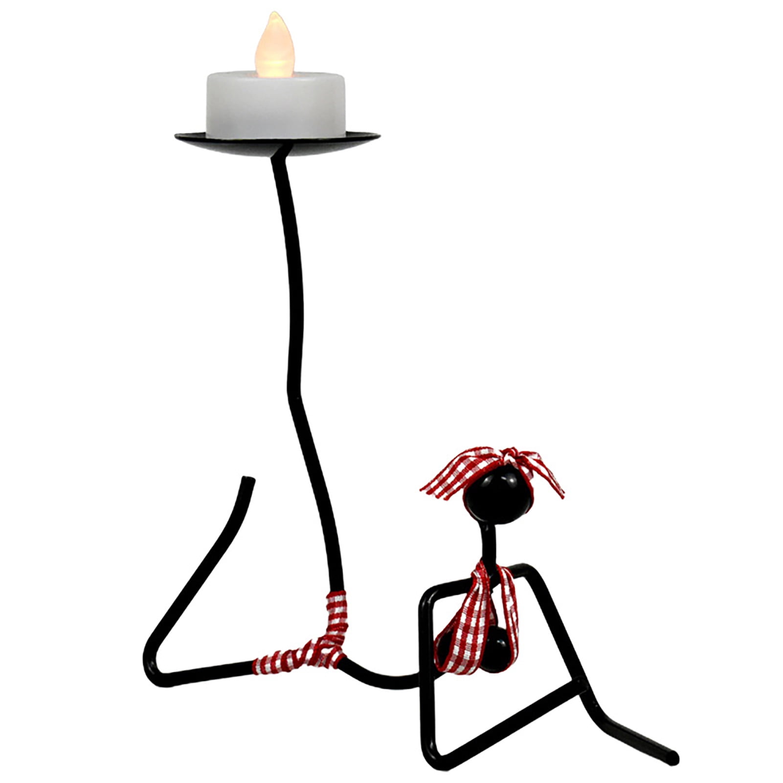Metal Candlestick, Light Candle Holder, Iron Art Girl Little Man ...