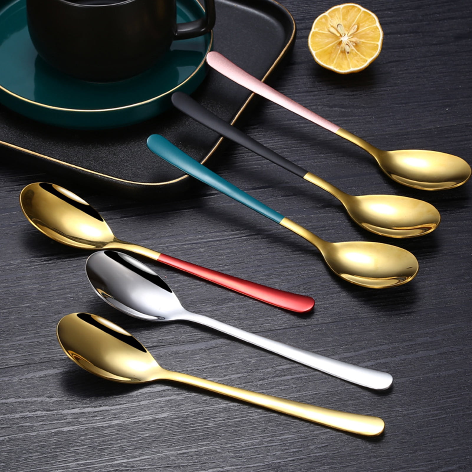 SPRING PARK Long Handle Stainless Steel Ice Cream Tea Coffee Mixing ...