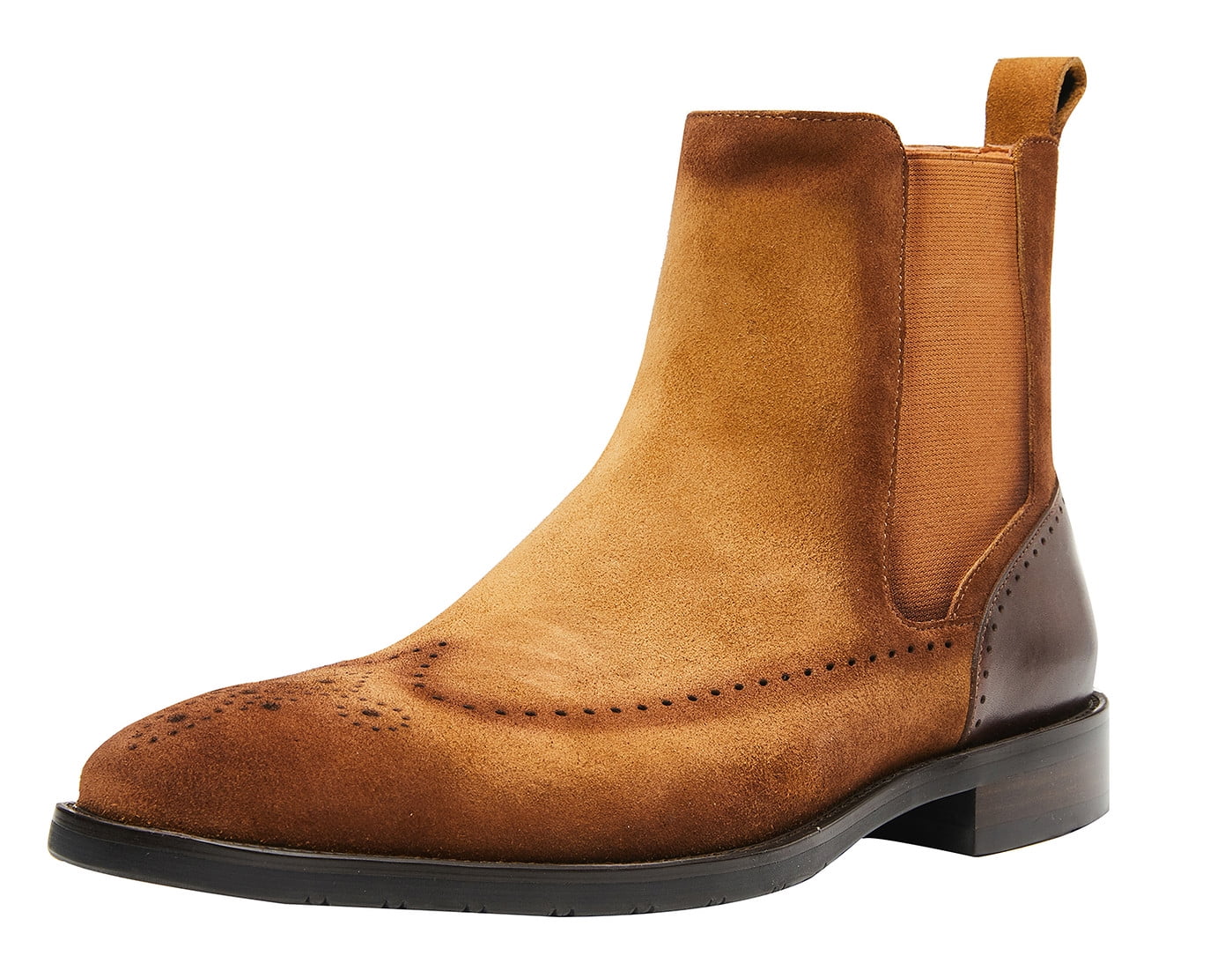 Santimon Men Classic Leather Chelsea Boots Brogue Dress Ankle Boots ...