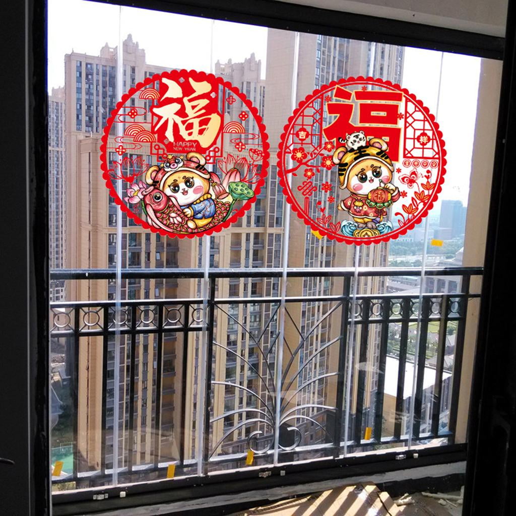 2022 Chinese New Year Window Stickers Tigers Doors Sticker Red Spring ...