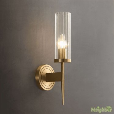 2-Light Modern Brushed Titanium Gold Wall Sconce with Clear Glass ...