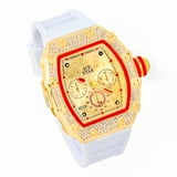 Ice Star Men's Tonneau Diamond Watch, Iced Bezel, Chronograph, Silicone ...