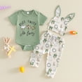 Afdoent Girls 3 Piece Outfits Baby Summer Outfit Cute Bunny Embroidered ...