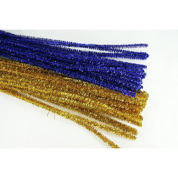 Christmas Set of 100 Metallic Tinsel Pipe Cleaners for Kids Crafts ...