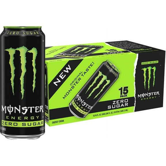 Monster Energy Zero Sugar, 16 fl oz, 24 Pack, 140mg Caffeine, 10 ...