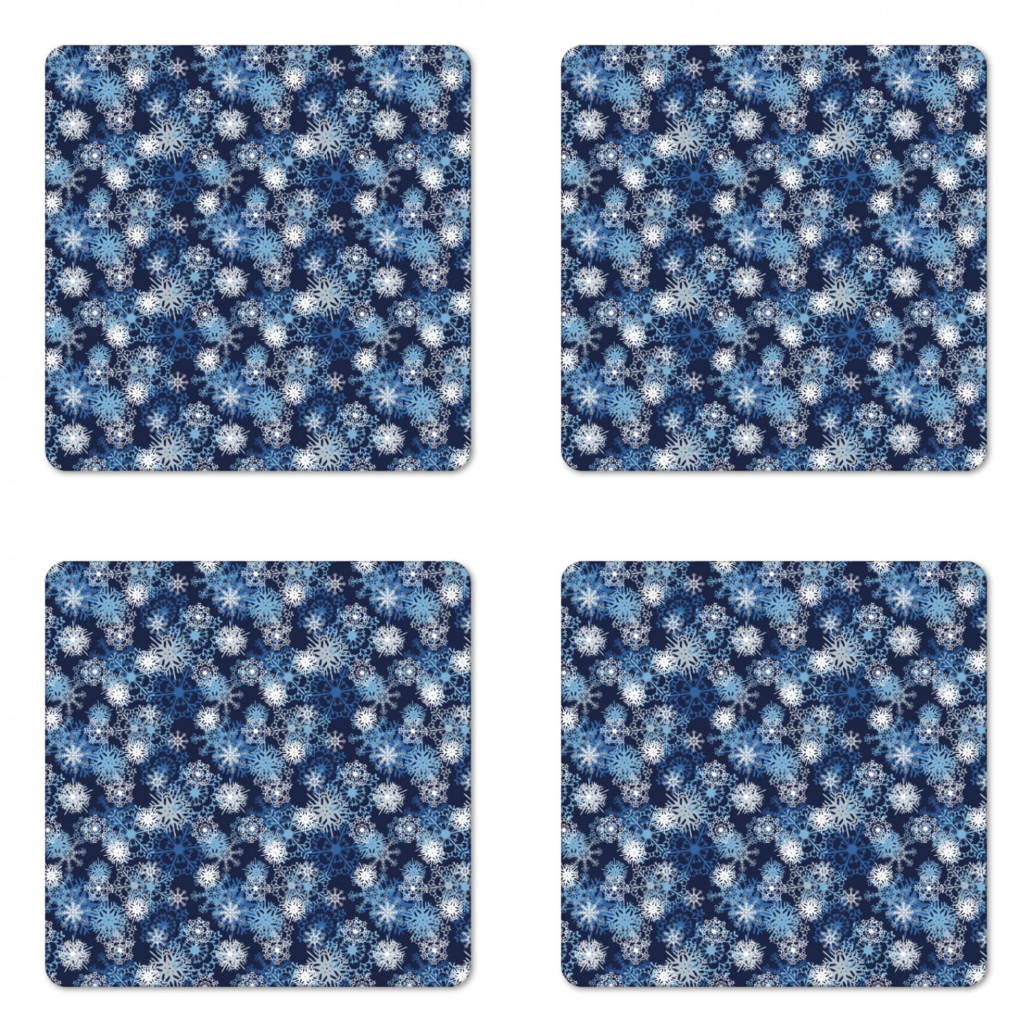 Winter Coaster Set of 4, Various Different Ornate Snowflakes Blizzard ...