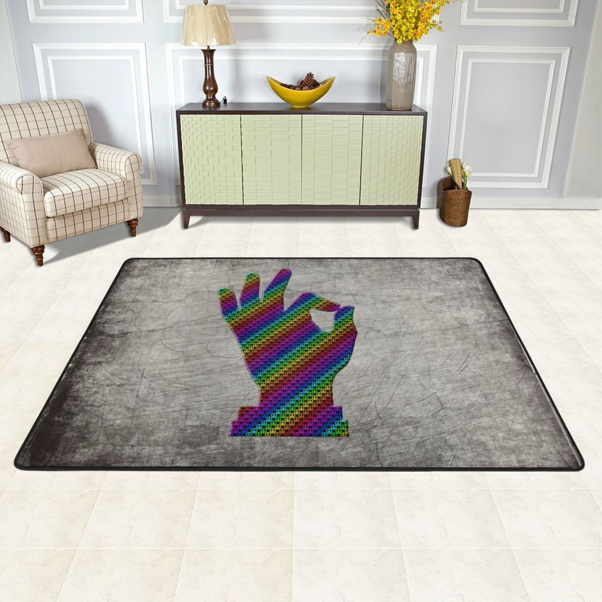 XMXY Area Rugs Doormat Outdoor Entrance, Hand Symbol Okay Sign ...