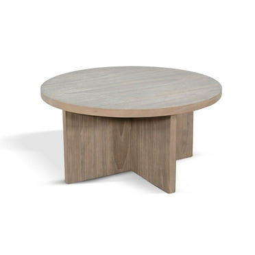 Sunny Designs Marina Beach Pebble Wood Side Table for Living Room with ...