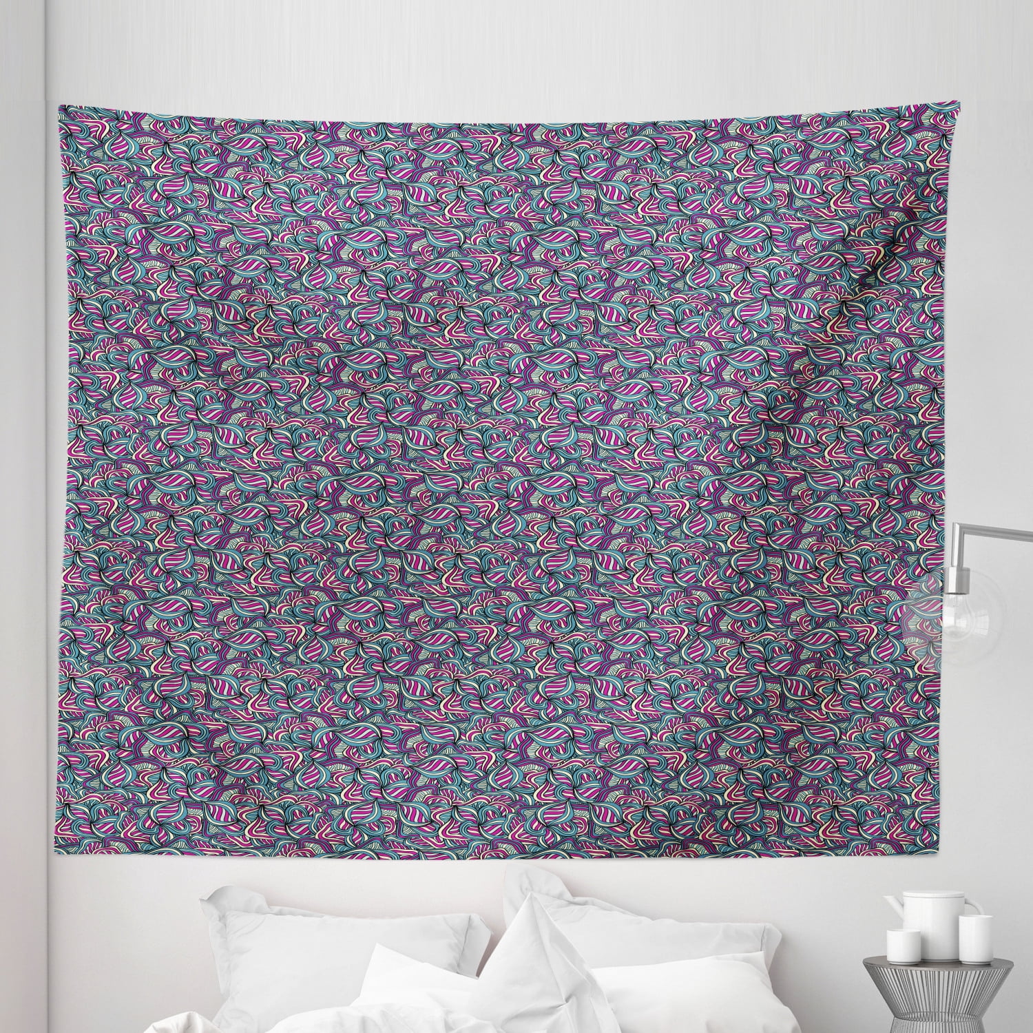Abstract Tapestry, Hand Drawn Style Pattern with Ornamental Bohemian ...