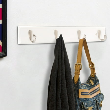 4/5 Metal Hook Wall Mount Bamboo Hanging Coat Rack Wall Hanger Clothes ...