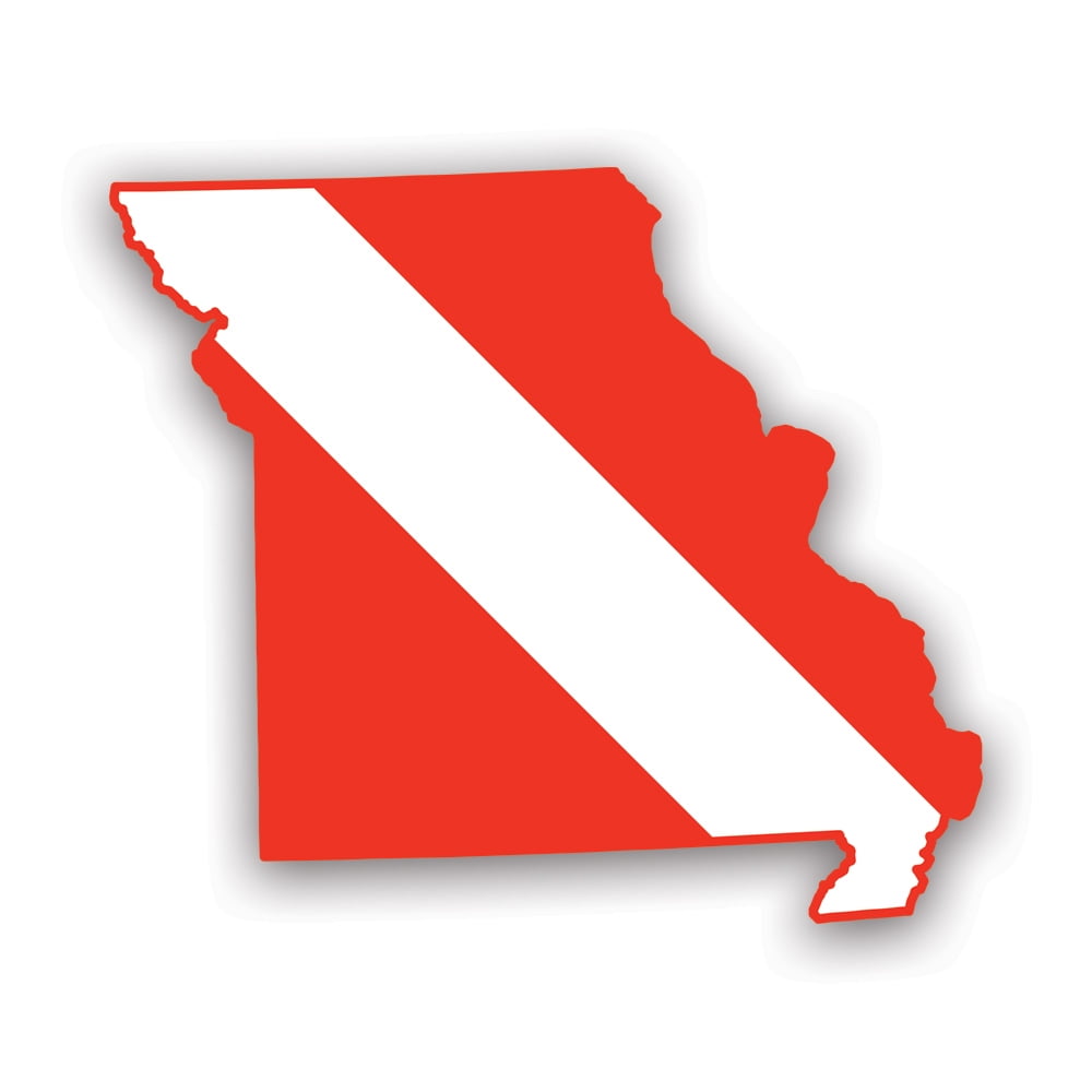 Missouri State Shaped Diver Down Flag Sticker Decal - Self Adhesive Vinyl - Weatherproof - Made ...