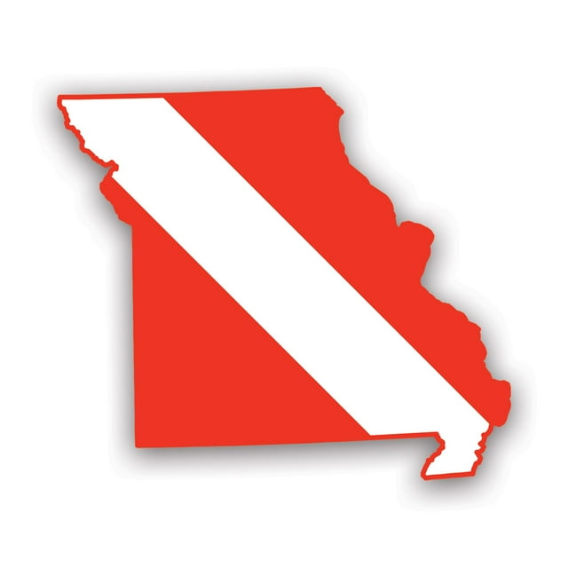 Missouri State Shaped Diver Down Flag Sticker Decal - Self Adhesive Vinyl - Weatherproof - Made ...