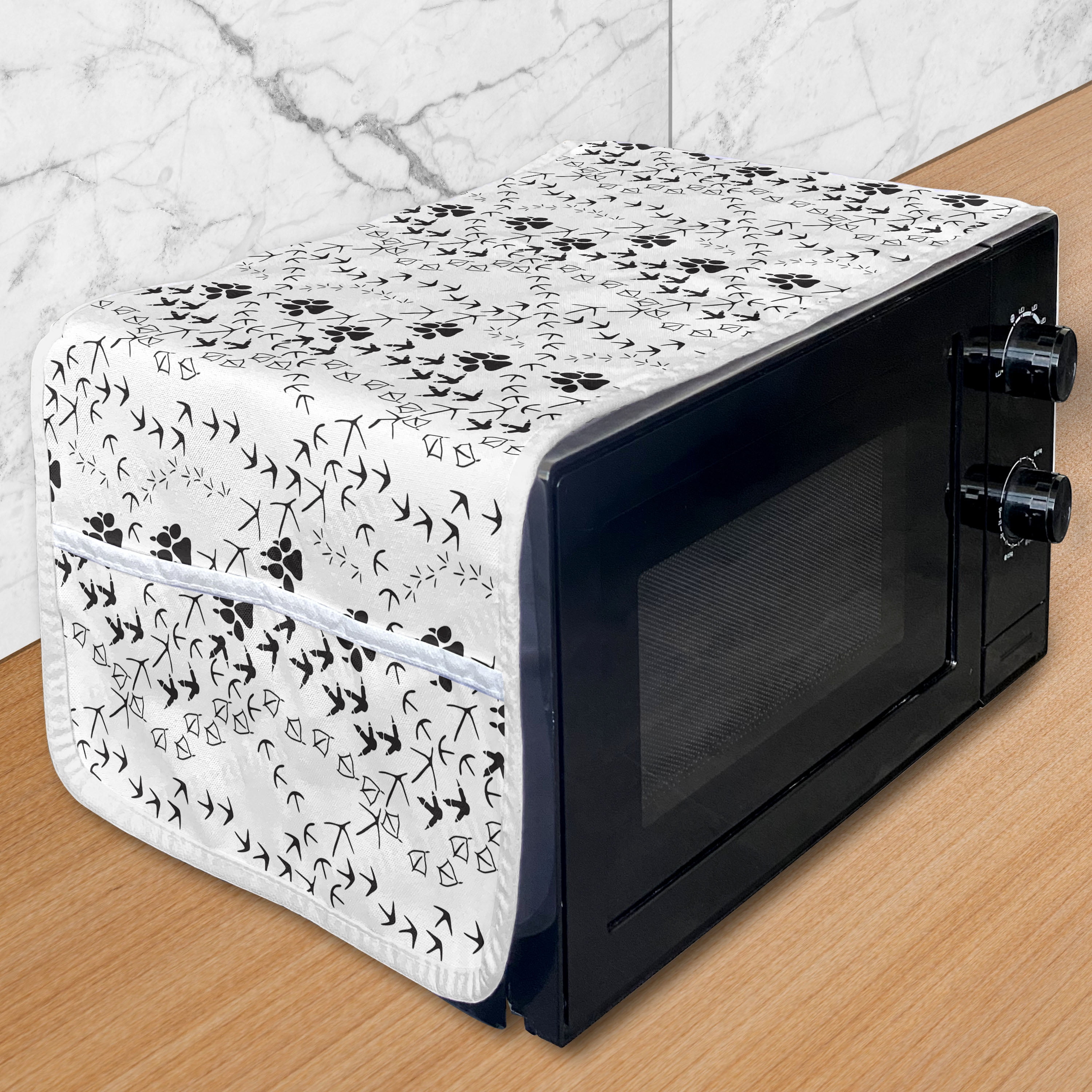 Animal Microwave Oven Cover, Wildlife Nature Scene Organisms Footprint ...