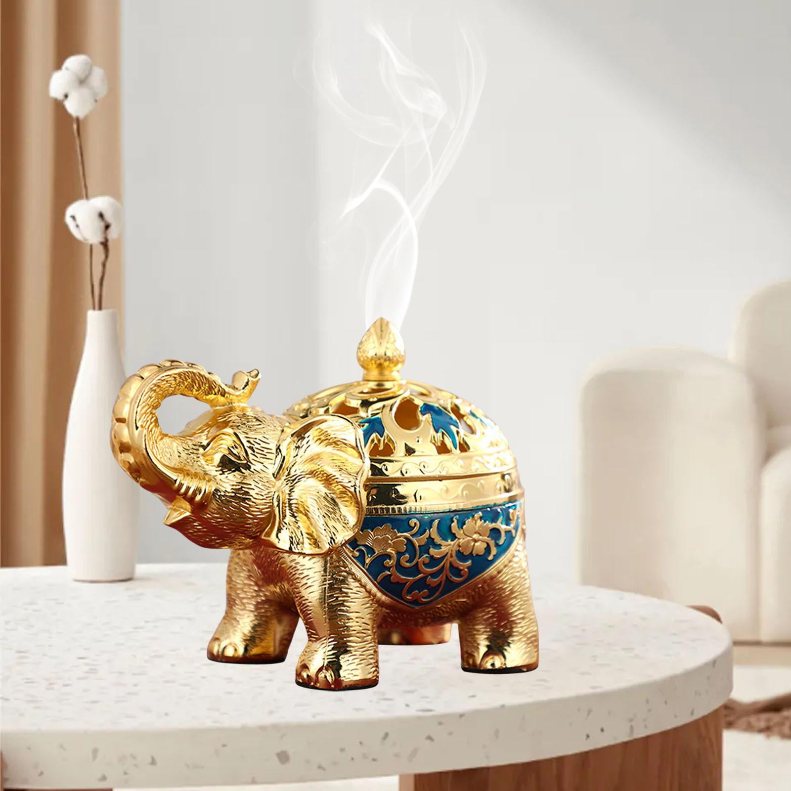 Burner with Lid Metal Elephant Statue Holder Ornament Air Purifying ...