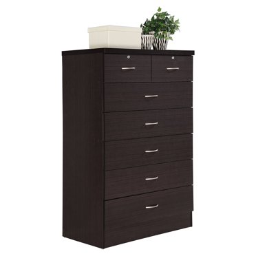 Pemberly Row Tall 7 Drawer Chest with 2 Locking Drawers in White ...